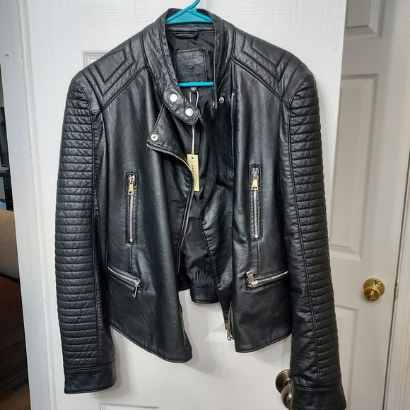 Max Studio | Jackets & Coats | Max Studio Black Quilted Leather Moto ...